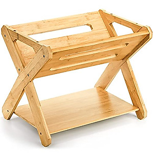 Okllen Kids' Book Caddy with Shelf, Bamboo Bookcase Book Storage Organizer, Book Rack Book Shelf Organizer for Toddlers, Bedroom, Playroom, Nursery, Sturdy, Including Installation Instruction