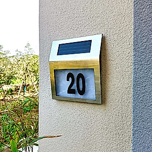 HUMINGG Solar Lights Outdoor Solar Lamp House Number Sign Lighted LEDs Doorplate Number Light for Home Street Solar Garden Light
