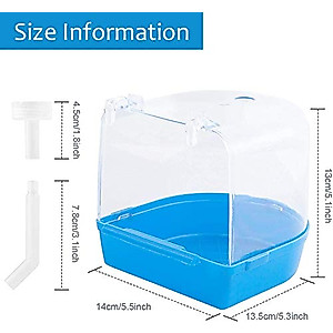 Bird Bath Box Bird Cage Accessory Supplies Bathing Parakeet Caged Bird Bathing Tub with Water Injector for Pet Small Birds Canary Budgies Parrot Parakeet Finch Canary Cockatiel Parrot Lovebird (Blue)