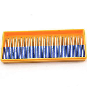 JINGLING Diamond Grinding Bits 1.5mm Spherical Head Bur w Shank 2.35mm Pack of 30Pcs
