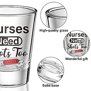 Nurse Need Shots Too, Funny Glass Gift for Women and Male Nurses Mom Sister or Friend Present for Nursing School Student Graduation Nurses Day Party 2 oz (2 Pieces,2.36 x 1.97 Inches)
