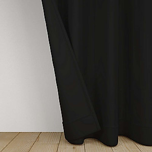 Christy Exports Natural 100% Blackout Curtains 120 inch Long for Living Room, Farmhouse Thick Thermal Insulated Room Darkening Bedroom Door Panels, Black (1 Pair, 48" Width)