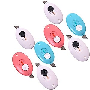 TEKEFT Pack of 8 Mini Retractable Utility Knife Box Cutter Letter Opener, Random Color