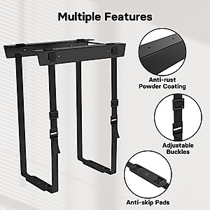 1home Economical CPU Holder Under-Desk PC Holder Desktop Computer Holder Computer Case Carrier Steel Adjustable Straps Computer Tower Mount Bracket