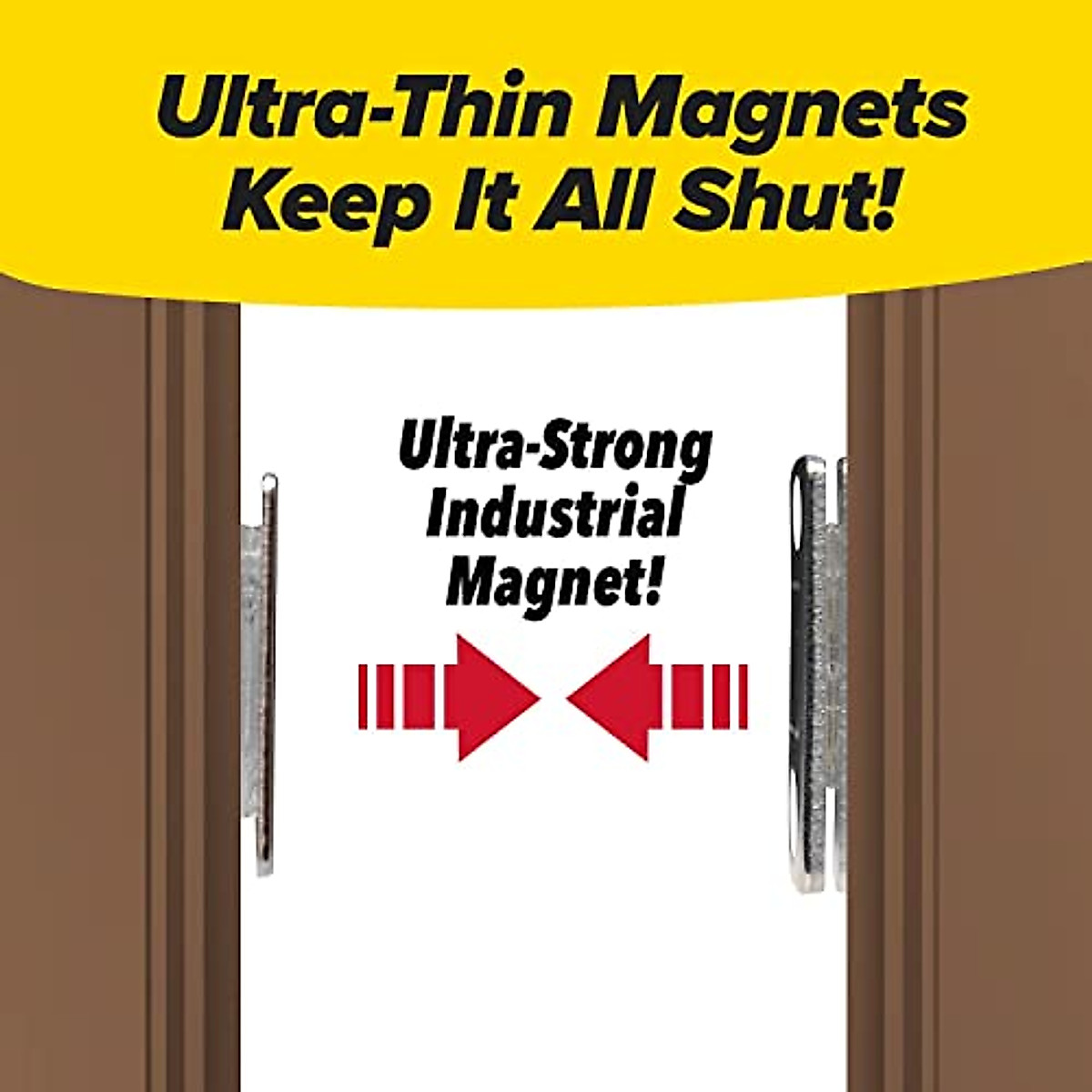 RUBY Monkey Magnets AS-SEEN-ON-TV, Ultra-Thin Magnetic Plates Keep It All Shut, Fast and Easy Installation, Just Peel & Stick, Slim Design Fits Virtually Anywhere, Cabinets, Drawers & More, 8 Sets