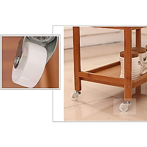 OLOTU Portable 4 Layers Dining Cart Bar Cart with Guardrail and Wheels Wooden Bracket Solid Wood Tray 4 Universal Wheels with Locking Wheels Durable