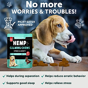 Artullano Hemp Calming Chews for Dogs - Advanced Dog Calming Treats - Dog Calming Chews - Anxiety Relief Treats - Thunderstorms, Separation Aid, Barking, Stress Relief - Hemp Oil - 70 Chews