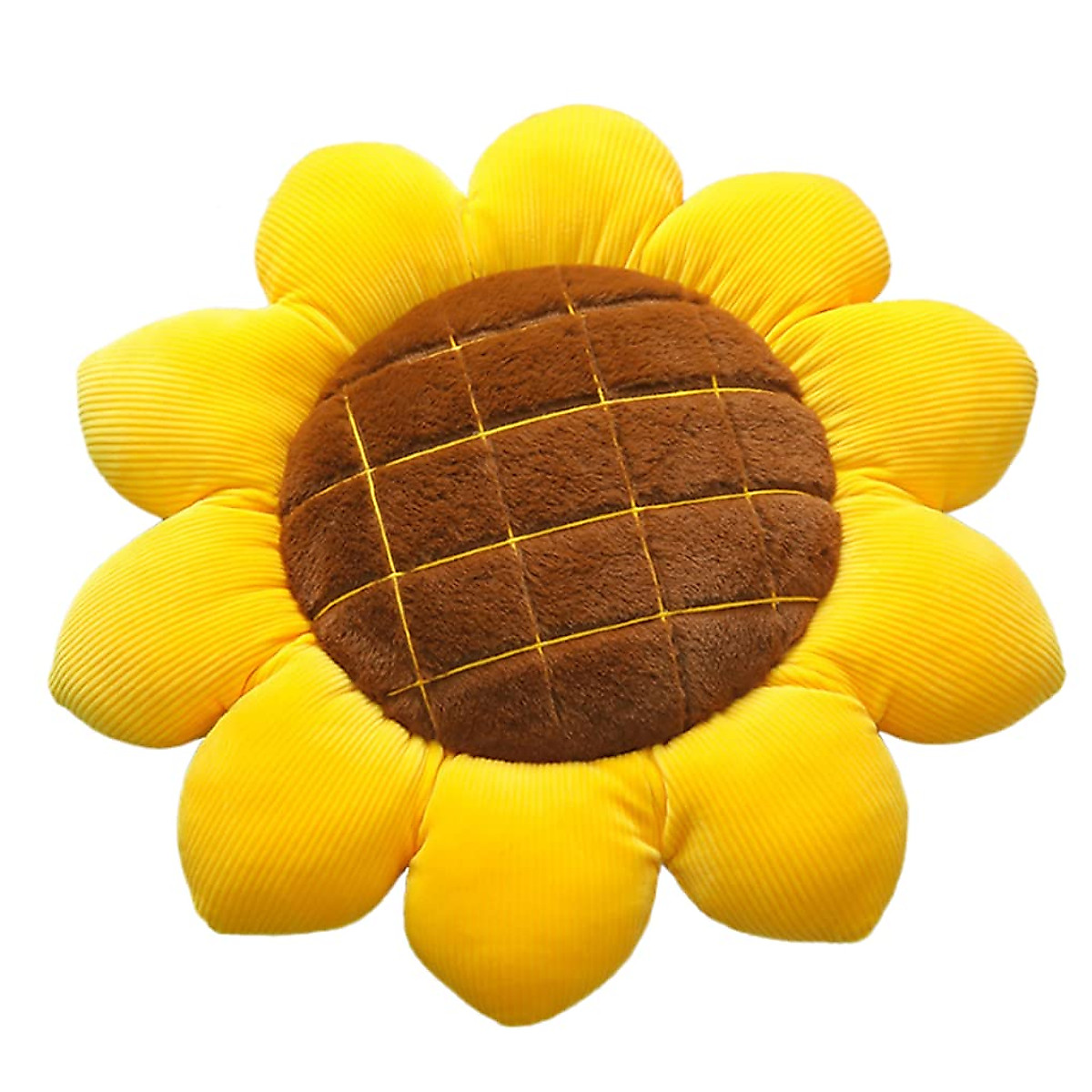 Uewidiod Flower-Shaped Daisy Pillow Sofa Cushion Round Center Flower Chair Cushion Bay Window Tatami Decoration Office Cushion car Cushion (40*40cm/16*16inch, Sunflower Yellow-Brown)