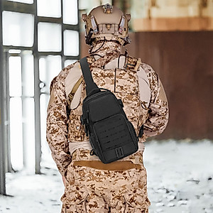 Pinprin Tactical Chest Bag Military Molle Sling Bag Waterproof Outdoor Shoulder Bag