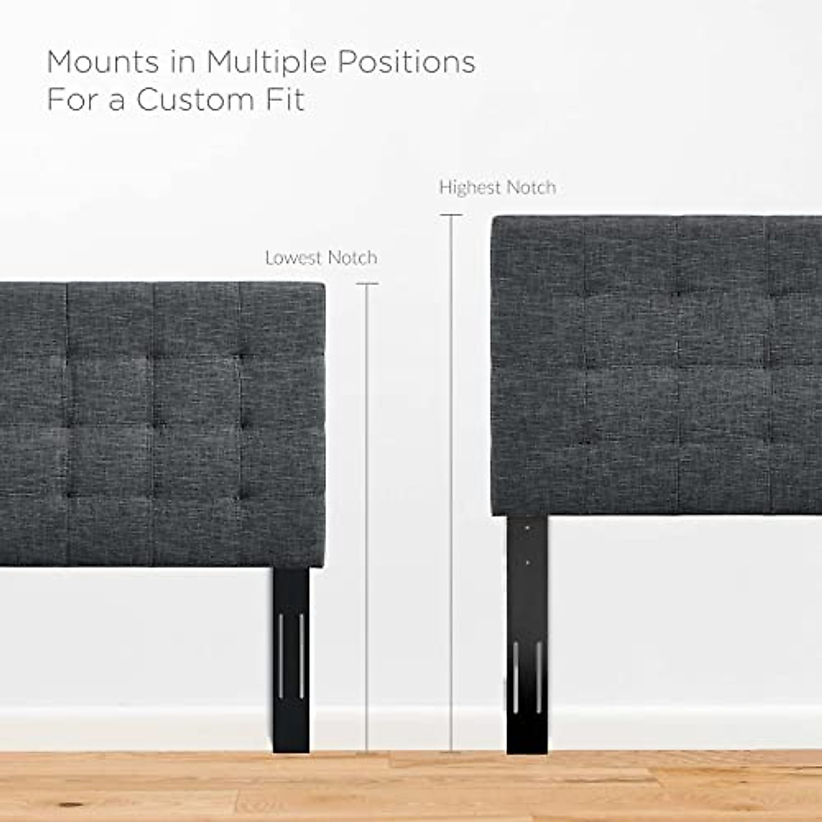 Modway Paisley Upholstered Tufted Linen Fabric Twin Headboard Size in Gray