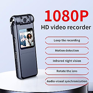 Uxsiya Portable Back Clip Magnetic Camera 16G 1080P HD Sports Cameras with 180 Degree Rotating Lens