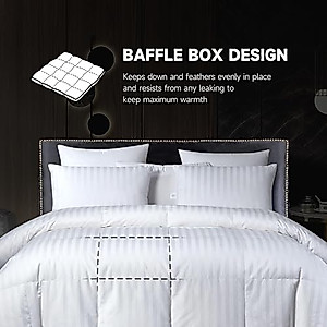 Beautyrest Hungarian White Goose Down Comforter, US Grown Cotton Fabric Goose Down Comforter, 750 Fill Power Fluffy Duvet Insert, 500 Thread Count All Seasons Warmth 5-Star Luxurious Comforters