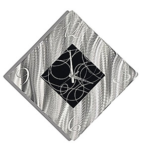 Statements2000 Silver & Black Metal Wall Clock - Contemporary Metal Wall Art Decorative Clock by Jon Allen - Allay Clock