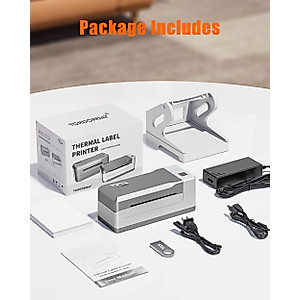 Tordorday Bluetooth Thermal Label Printer 4"×6", Wireless Shipping Label Printer for Shipping Packages, iPhone, Windows, Works with Amazon, UPS, USPS, FedEx, Silver Grey (RH40)