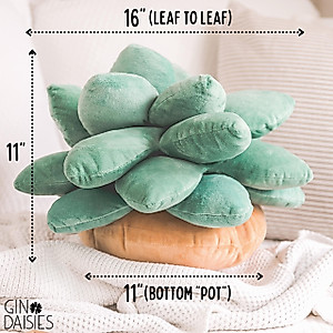 Flower Pillow Succulent Pillow 16" Leaf Pillow | 3D Potted Plant Pillow Plant Plush | Nature Decor Decorative Throw Cactus Pillow | Succulent Gifts Succulent Pillows | Indie Pillow Cute Plant Plushies