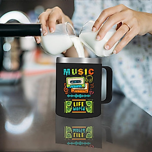 WFSJRED Theater Gifts 12 oz Insulated Mug for Coffee Mug with Leak-Resistant closeable hot lid for hot Drinks with Handle Broadway Gifts for Musicians (MUICE LIFE)