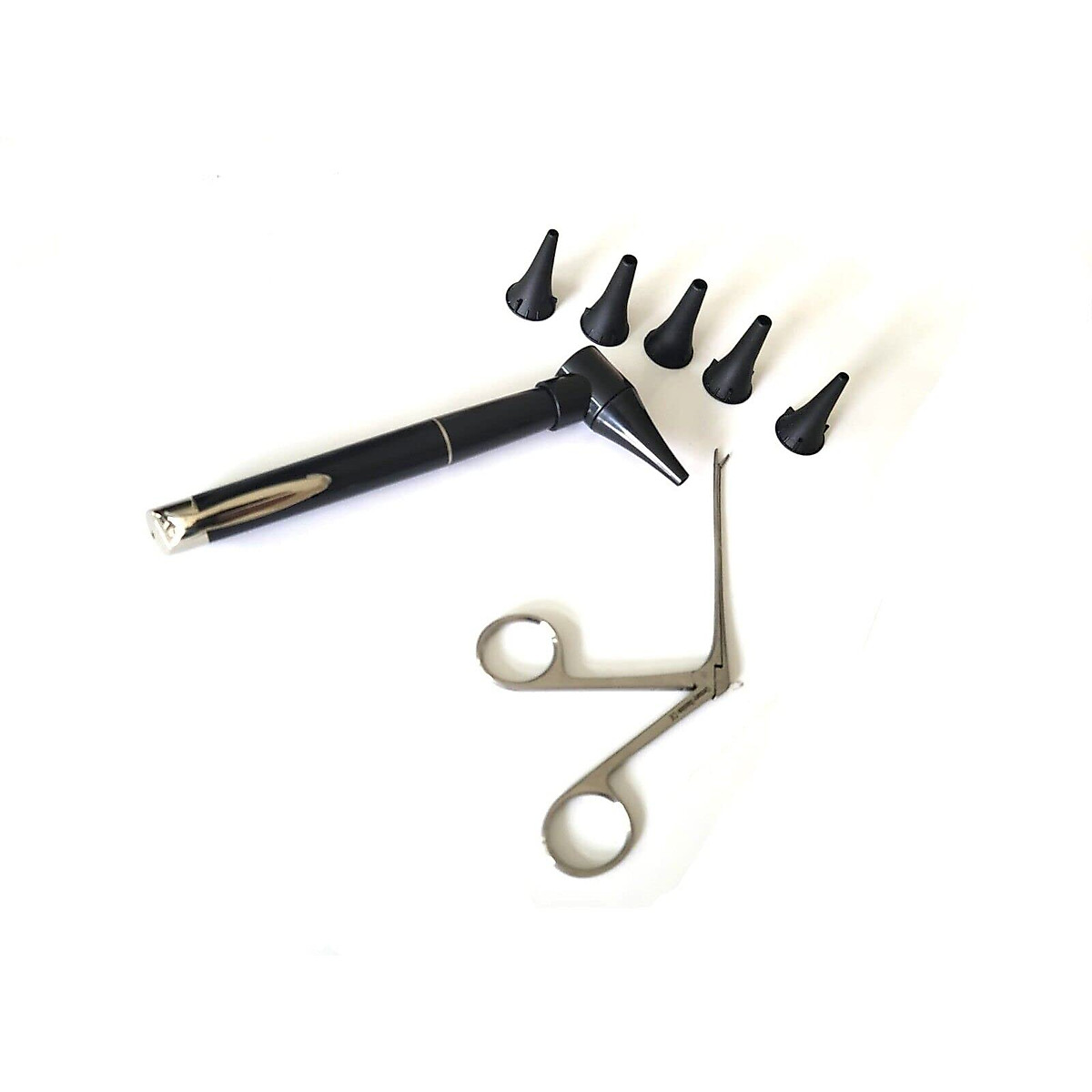 Black Otoscope LED Diagnostic + 3.5" Alligator ENT Ear Nose Forceps
