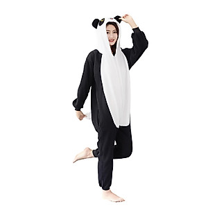 Joyxiamunicorns Unisex Adult Panda Animal Onesie Pajamas Cosplay Costumes Halloween Christmas One-Piece Sleepwear M