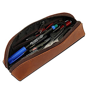 The Antiq TheAntiq: Pencil Pouch, Zipper Pencil Case, Leather Pencil Case, Pencil Bag Pouch With Zipper Pen Holders Handmade MRD-ZPC-003 0