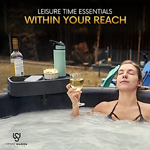 Speed Wagon Foundation Hot Tub Table Tray - Hot Tub Tray Table with Drink Holders & A Hot Tub Scum Absorber - Hot Tub Accessories for Adults, Table Fits Most Hot Tubs, Hassle-Free Installation