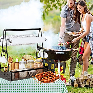 ALIKZO Large Grill Caddy, BBQ Caddy, Utensil Caddy for Camping, Condiment Caddy Silverware Holder, Utensil Holder for Party, with Handle & Paper Towel Holder, Grill Utensil Organizer