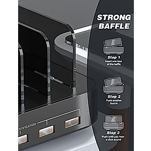 Charging Station for Multiple Devices, 5 in 1 Multi USB Charger Station with iWatch & Airpod Stand and 8 Mixed Short Cables, 50W Charging Dock Compatible with iPhone, iPad, Cell Phone, Tablets