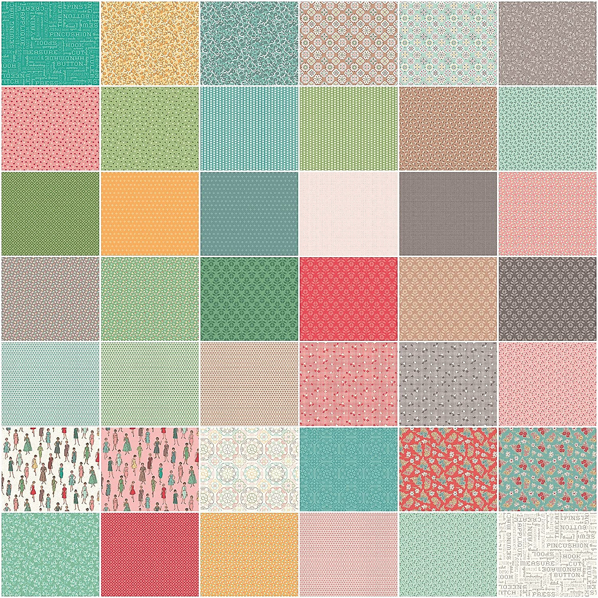 Riley Blake Designs Stitch 10 Inch Stacker by Lori Holt, 42 Pcs. (10-10920-42), 10 Inches