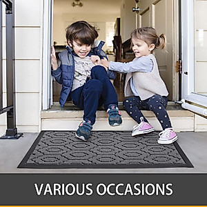 Door Mats Outdoor for Front Door, 29.5"x17" Non Slip Welcome Mats Outdoor Low-Profile Indoor Rug Entryway Doormat for High Traffic Areas, Grey Durable Door Mat