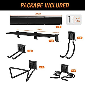 Ultrawall Tool Storage Rack with Shelf, Garage Wall Mount Organizer, Heavy Duty Steel Garage Storage Organizer Systems