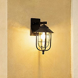 Outdoor Wall Lanterns Modern Exterior Wall Mounted Light Fixtures Waterproof Outdoor Wall Sconces with Seeded Glass Shade Outside Wall Lamp for Deck Garage Yard Front Door Garden Home