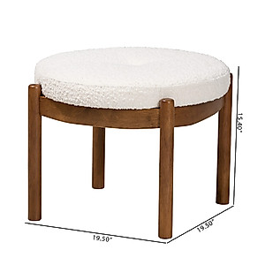 Baxton Studio Iliana Footstool, One Size, White/Walnut Brown