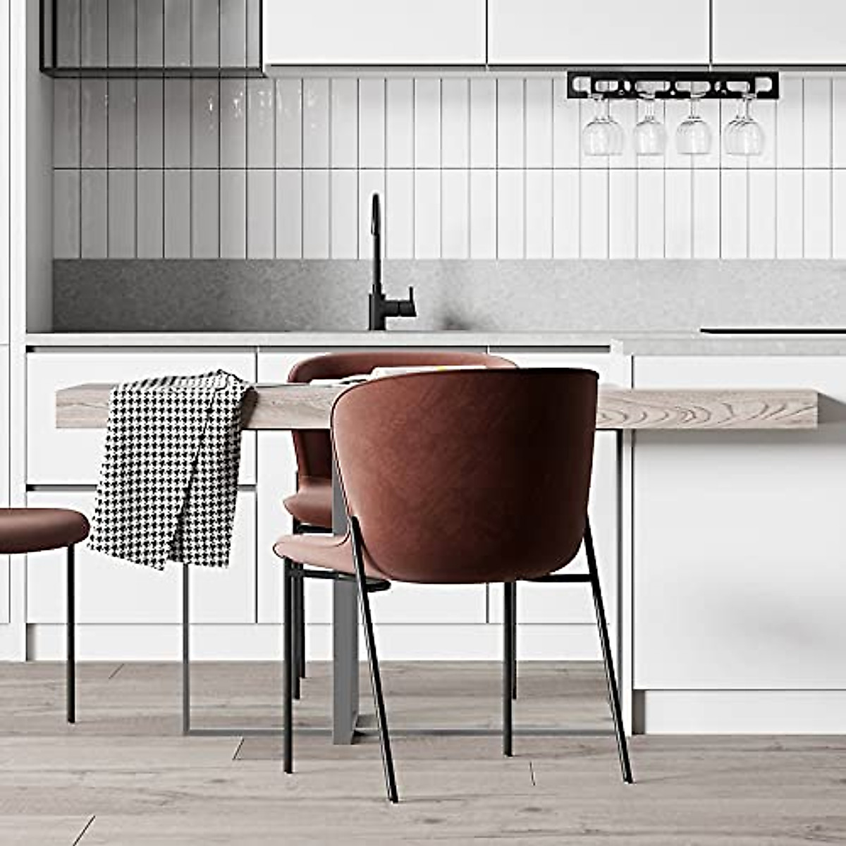 CUKE2BEET Wine Glass Rack Under Shelf, Wine Glasses Holder Under Cabinet Stemware Rack, Wine Glass Hanger Rack Wine Glass Drying Storage Hanger for Cabinet Kitchen Bar