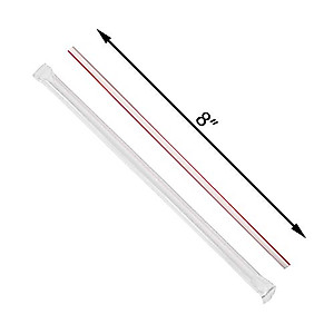 DuraHome Striped Plastic Straws Individually Wrapped White and Red 1000 Pack - 8 inch Drinking Straw, BPA Free Restaurant Style Disposable Straight Straws 0.24" Wide, Bulk Set