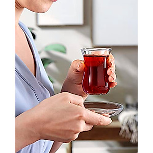 Pasabahce Premium Turkish Tea Glasses and Saucers, Set of 12, Perfect for Tea Party, Gifts, Housewarming, Weddings, Aniversary