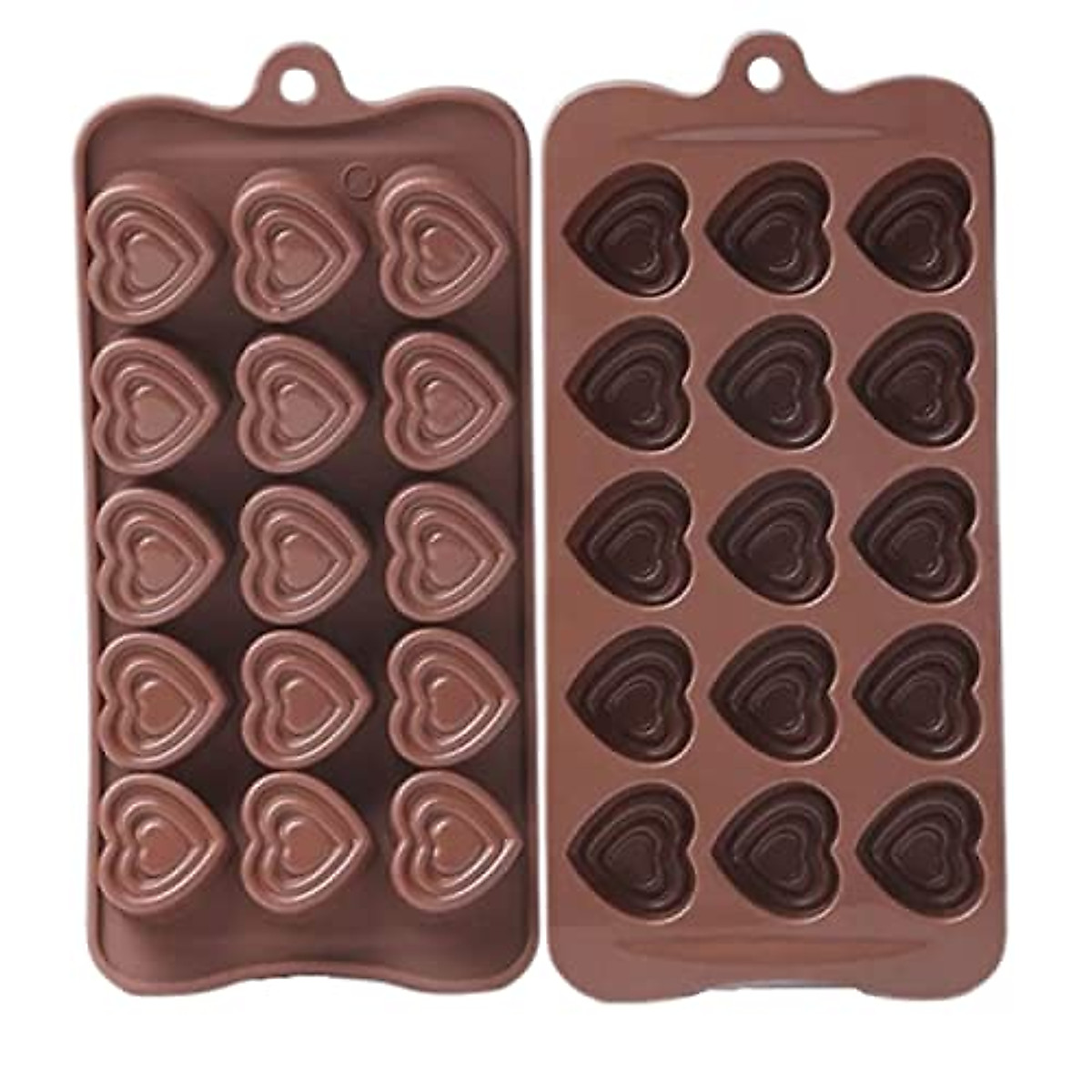 Crethinkaty Valentines Chocolate Moulds - 1 Pack 15-Cavity Heart Silicone Chocolate Moulds Chocolate Making Molds Silicone Candy Moulds for Valentine's Day Wedding