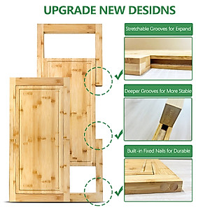 [2024 UPGRADE] Hifybaty Over The Sink Cutting Board - Expandable Cutting Board Over Sink, Bamboo Cutting Boards with Juice Groove, Kitchen Sink Cutting Board