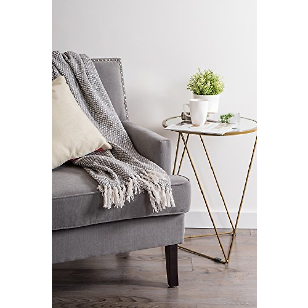 DII 100% Cotton Basket Weave Throw for Indoor/Outdoor Use Camping Bbq's Beaches Everyday Blanket, 50 x 60, Woven Stripe