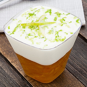 Restaurantware 4 Ounce Tasting Cups 100 Square Plastic Appetizer Cups - Recyclable Crack Resistant Clear Plastic Individual Dessert Serving Cups For Parties or Weddings