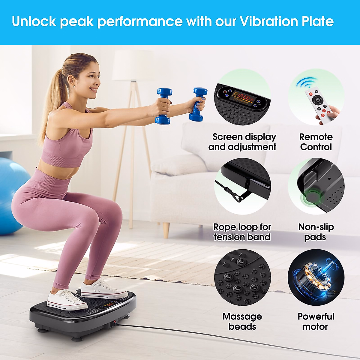 Vibration Plate Exercise Machine for Lymphatic Drainage Weight Loss,SoftGym Power Vibration Plate 300-400 Lbs Capacity Full Whole Body Workout Vibration Platform,Waver Vibration Plate for Home Fitness