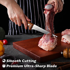 TAN REN 5" Boning Knife for Meat Cutting, Flexible Brisket Knife, Small Boning Carving Knife, Fillet Knives for Meat, Stainless Steel Skinning Knife