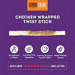 Treatly Combo Chews Beefhide Twist Sticks 5" w/Chicken Meat Wrap Dog Chew Treats - 22 Count/1 Pack