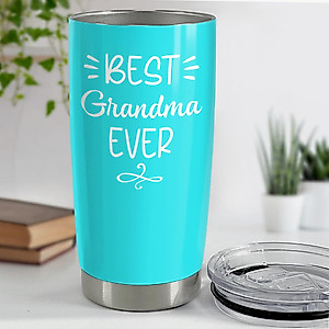 SANDJEST Best Grandma Ever Tumbler Gift for Nana from Grandkids - 20oz Mint Insulated Stainless Steel Travel Mug Granny Christmas, Birthday, Mother's Day Gifts for Nana, Gigi from Grandchildren