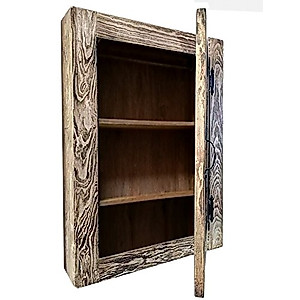 Solid Wood Whitewash Rustic Medicine Cabinet/Surface Mount/Handmade