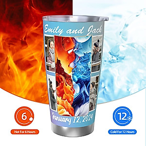 Generic 20oz Personalized Tumbler with Photo Names, Custom Insulated Tumbler Personalized Coffee Mug Custom Cups, Personalized Gifts for Women Men,Style 2