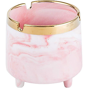 Ashtray 1 Pack Pink Marble Ceramic Ashtray Home Easy Clean Decorative Ash Holder Cigarette Ashtray Indoor Outdoor Patio Cigarette Ashtray Ash Tray