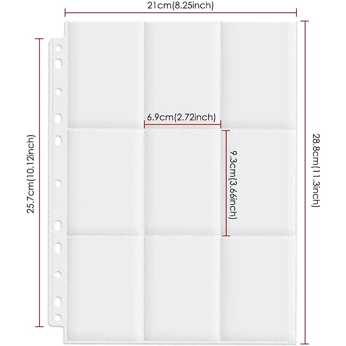 2700 Pockets Trading Card Sleeve Pages,150 Pack Double Side 9-Pocket Trading Card Binder Sleeves Page Protectors Sheet for Skylanders, Pokemon, Top Trumps for 11 Ring Binder