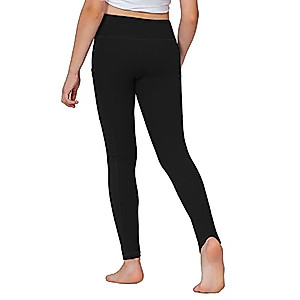 Stelle Girls Athletic Active Dance Tight Legging Pants with Pockets for Running Yoga Workout (Black (2 Side Pocket), 8-9 Years)