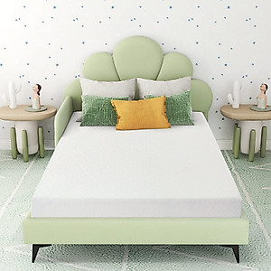Airdown Twin Mattress, 6 Inch Memory Foam Mattress in a Box for Kids, Medium Firm Green Tea Gel Mattress Twin Size for Bunk Bed, Trundle Bed, Guest Room White