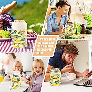 CUPADA Trendy Leopard Bow Tie Food Jar for Hot and Cold, Funny Animals Head Insulated Food Jars Vacuum 17OZ with Folding Spoon for Work Trip Picnic Camping