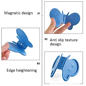 WAYUTO Silicone Pinch Mitt Butterfly 4Pcs Magnetic Gloves Heat Resistant Pot Holder Pan Handle Covers Pot Grip Handle Sleeve for Oven Kitchen Helper Gadgets Tools Home Camping Random Color